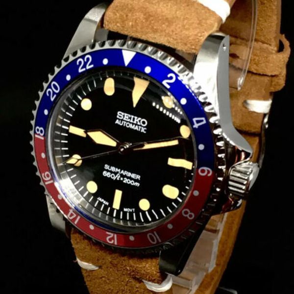 Seiko Mod Pepsi Submariner Vintage Diver Automatic Milsub Homage Rolex ...