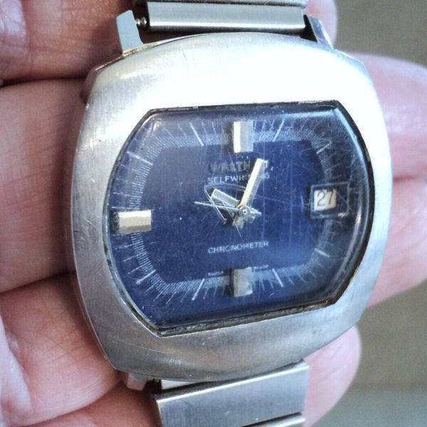 Vtg WALTHAM AUTOMATIC Men's CHRONOMETER WATCH Self-Winding MCM Blue ...