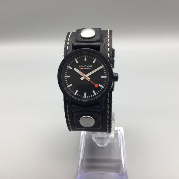 Mondaine SBB CFF FFS Watch 32mm Black Swiss Made Leather Band New ...
