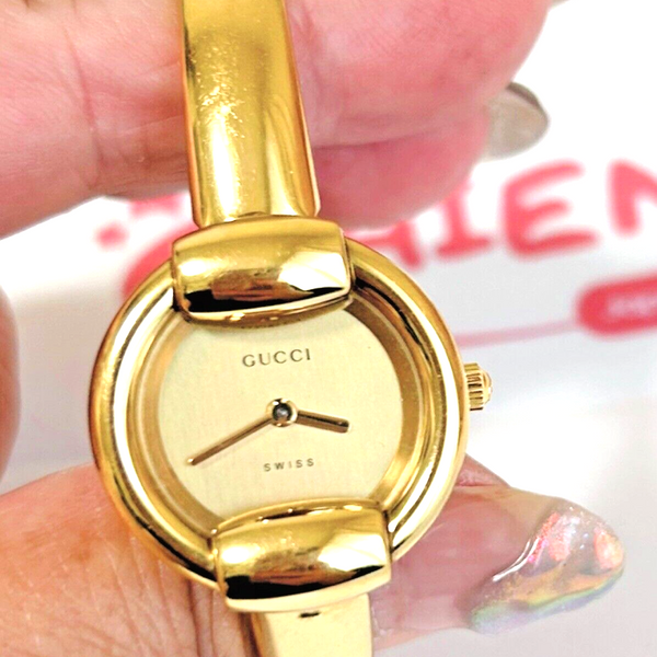 GUCCI 1400L Women's Quartz Watch - Gold Dial, Swiss Made, Used, Battery ...