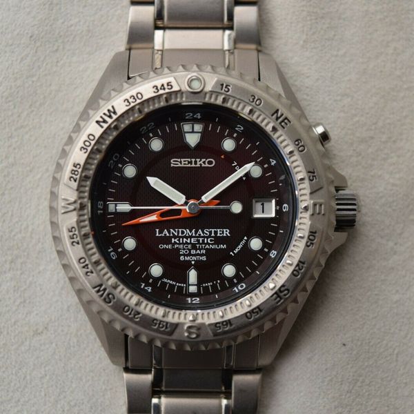 Serviced Seiko Landmaster 5M65-0A20 Kinetic Titanium GMT Watch SBDW005 ...