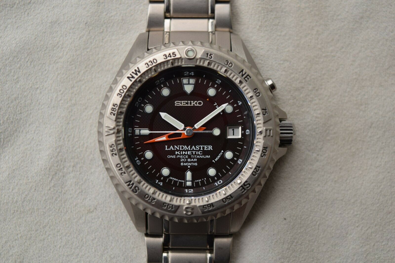 Serviced Seiko Landmaster 5M65-0A20 Kinetic Titanium GMT Watch SBDW005 ...