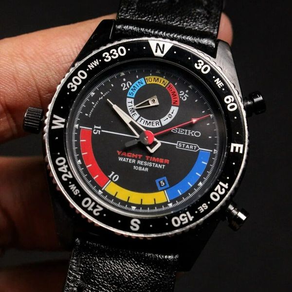 RARE Seiko Regatta Yacht Timer Quartz 8M37-6000 Black Dial Vintage ...