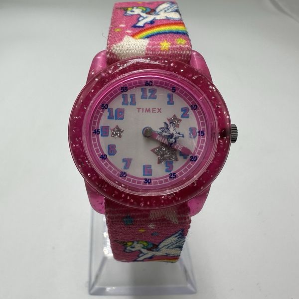 Timex Time Machines Watch Girls Pink Unicorn Stretch Fabric Band New ...