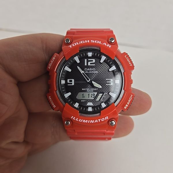 Casio Tough Solar Illuminator Red Solar Powered Analog/Digital Watch ...