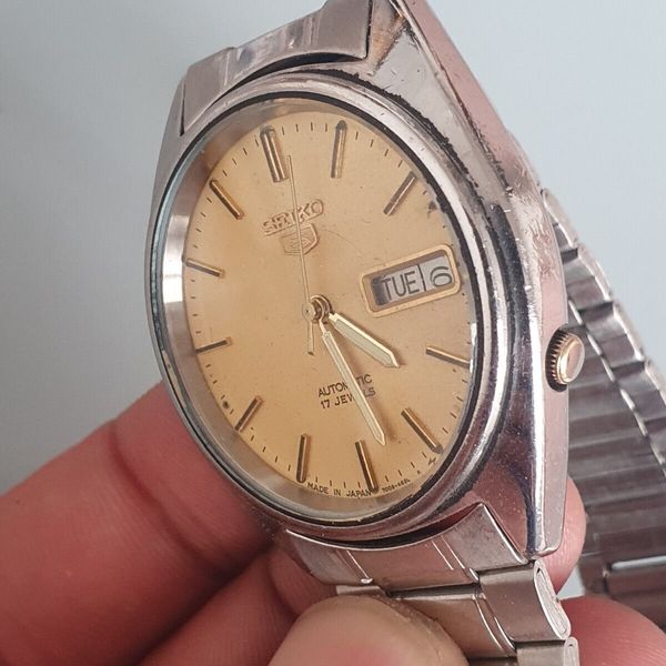 Vintage Seiko 5 Automatic 17 Jewels Stainless Steel Gold Color Dial For Men's | WatchCharts ...