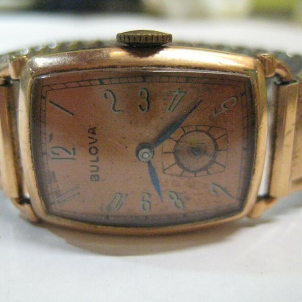 Vintage Bulova 8AH Wrist Watch With Copper Tone Dial And Rose Gold ...