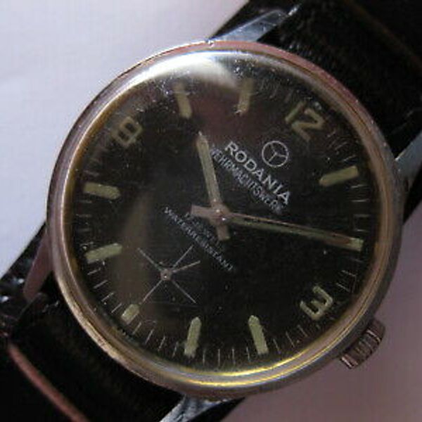 RODANIA WEHRMACHTSWERK SWISS MILITARY STYLE BLACK DIAL 17 JEWELS MEN'S ...