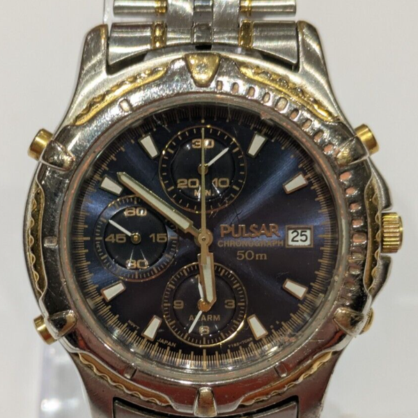 Seiko Pulsar Men's Chronograph 50m Watch Y182-7B40 | WatchCharts ...