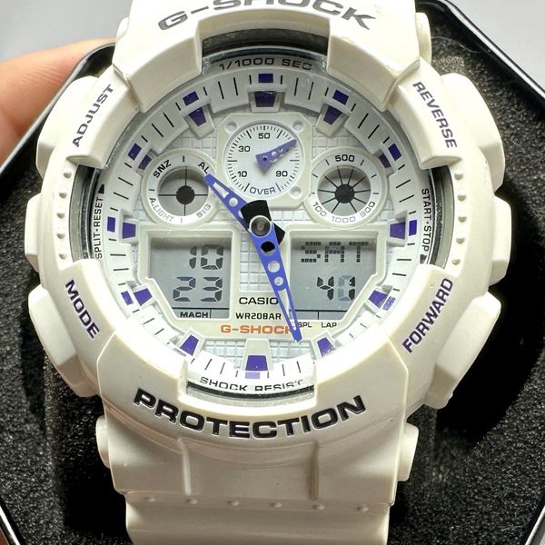 Casio Men's White/Purple G-Shock 5081 GA-100A Watch Tested & Working ...