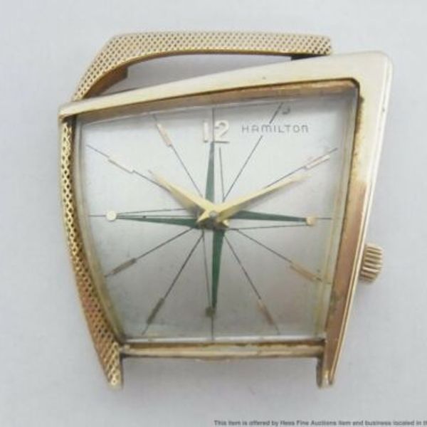 Extremely Rare Hamilton Flight I 14k Gold Orig Green Dial Arbib ...