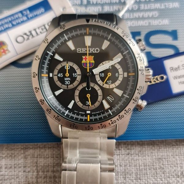 SEIKO SSB073P1 Chronograph FC Barcelona Football Steel Quartz Watch ...