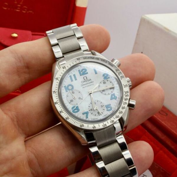 OMEGA Speedmaster Mother of Pearl MOP Automatic 38mm Chronograph Watch ...