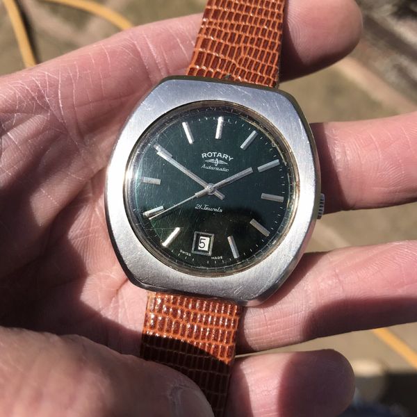 Lovely vintage 1970's Rotary 21J green dial automatic watch ...