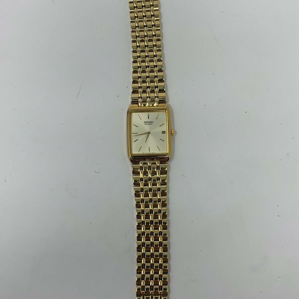 Vintage Mens Seiko 7N29-5B29 Gold Tone Rectangle Watch Gold Dial New Battery | WatchCharts ...