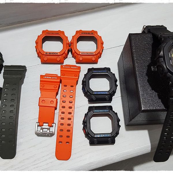 Casio KING G-Shock GXW-56 Black Orange Blue Red Extra Bezel Strap ...