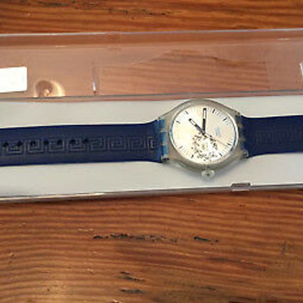 Swatch AOHNA 2004 Athens Olympics in Case Blue Silver Meander Pattern ...