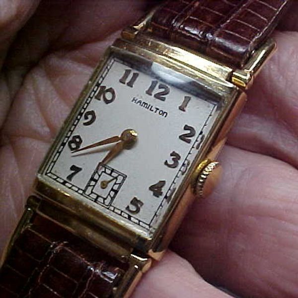 NICE VINTAGE HAMILTON MANS WATCH WILSHIRE WITH HINGED LUGS 980 17J ...