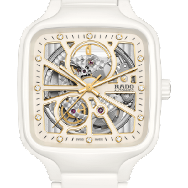Rado True Square Automatic Diamond Open Heart Ivory Dial Unisex Watch ...