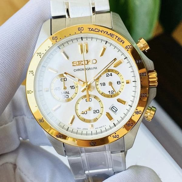Seiko Spirit SBTR024 Chronograph White Dial Stainless Steel Men's Watch ...