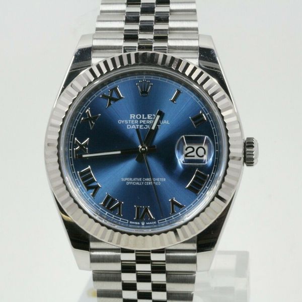 Rolex Datejust 41 Model 126334 Blue Roman Numeral Dial & A Fluted Bezel ...