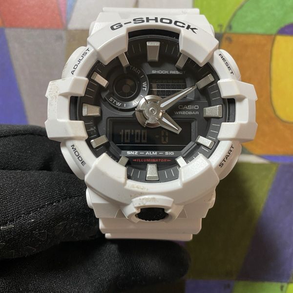 Casio G-shock GA-700-7A Menâ s White Resin Strap Analog-Digital Watch ...