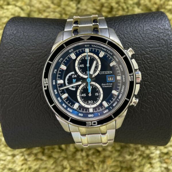 Citizen Eco-Drive Men's Titanium TI+IP Chronograph 43mm Watch CA0349 ...