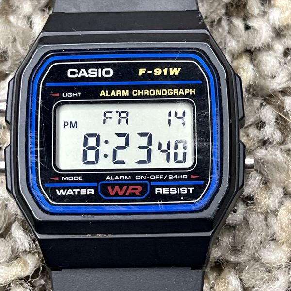 Vintage Casio Digital Quartz Watch Alarm Chronograph 593 F-91W ...