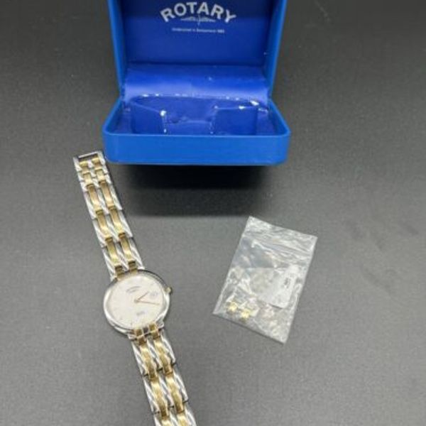 Rotary Elite Swiss Made Sapphire Glass Two-Tone Men’s Watch 34mm ...