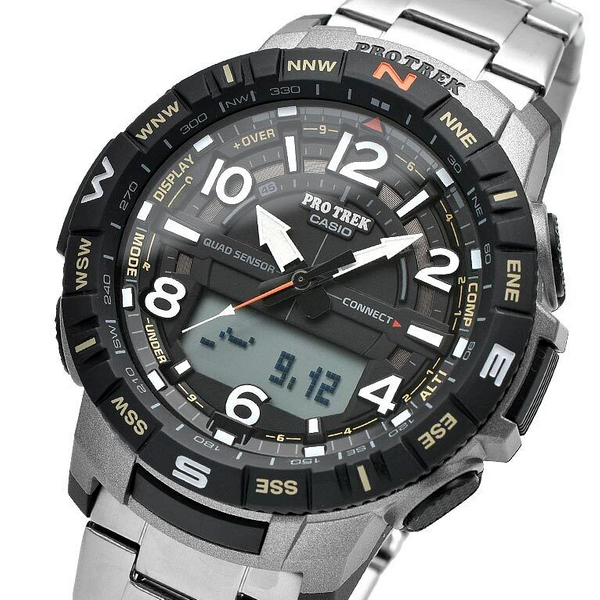 CASIO PRO TREK PRT-B50T-7JF Climber Line Bluetooth Titanium Band Watch ...