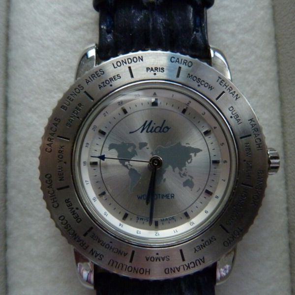 MIDO WORLD TIMER 5200 QUARZ ANALOG ZIFFERBLATT ARMBANDUHR OVP ...