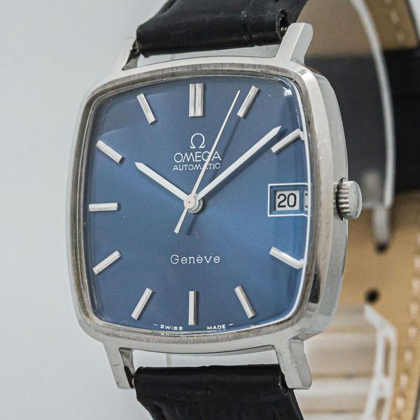 **NEAR MINT** Vintage OMEGA Geneve Cal.1012 Automatic Navy Blue Dial Men's Watch | WatchCharts ...