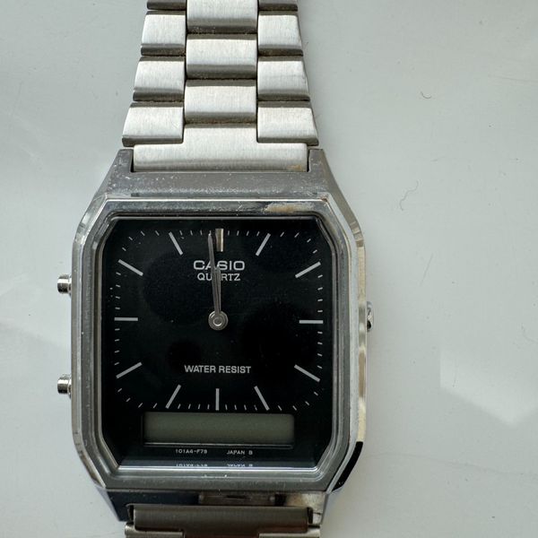 Casio AQ230 Analogue & Digital Silver Stainless-Steel Watch ...
