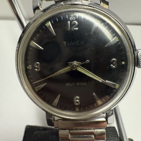 Rare Vintage Timex Viscount Automatic Black Dial 35mm Menâ s Watch ...