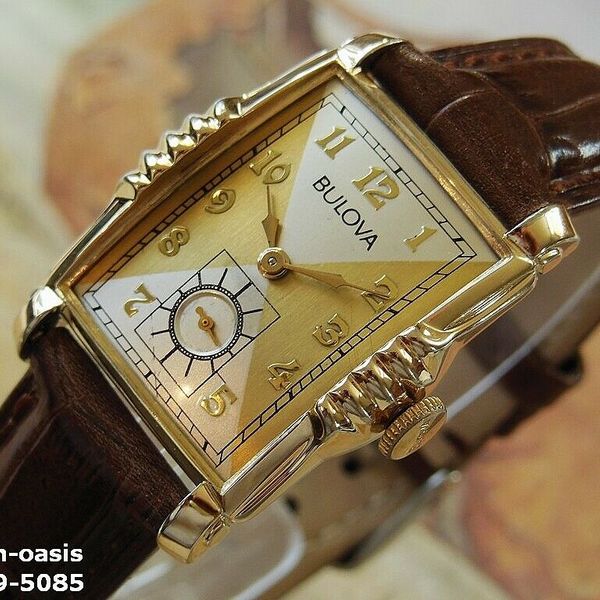 1953 Vintage BULOVA President , Fancy Case, Stunning 2 Tone Dial ...
