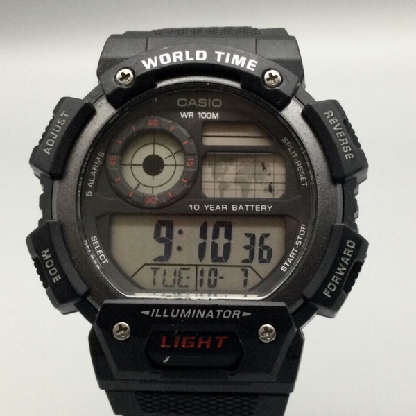 Casio Illuminator Watch Men World Time Digital Black Backlight New ...