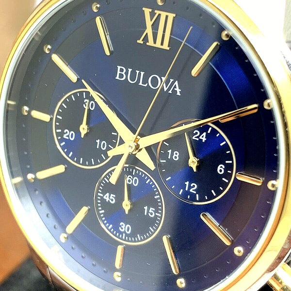Bulova Men's Watch 98A274 Quartz Chronograph Blue Dial Two Tone ...