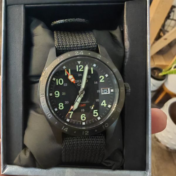 Seiko 5 Sports Automatic GMT Black Dial - NATO Strap - Seiko SSK025 ...