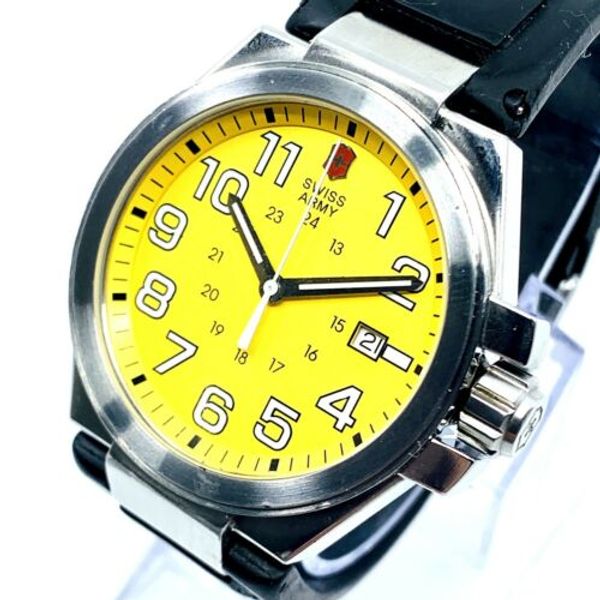 41MM MENS VICTORINOX 241164 CONVOY SWISS ARMY WATCH RARE YELLOW DIAL ...