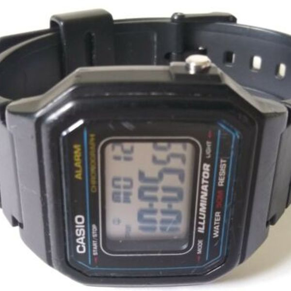 Casio 3454 W217H Chronograph Watch Black Resin Band Alarm Illuminator ...