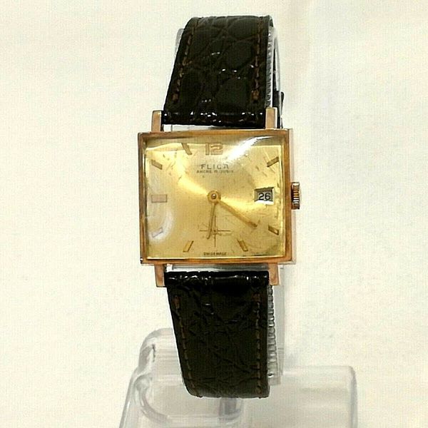 Wristwatch men Flica ancre 15 rubis rope original vintage cal FHF 81-2 ...