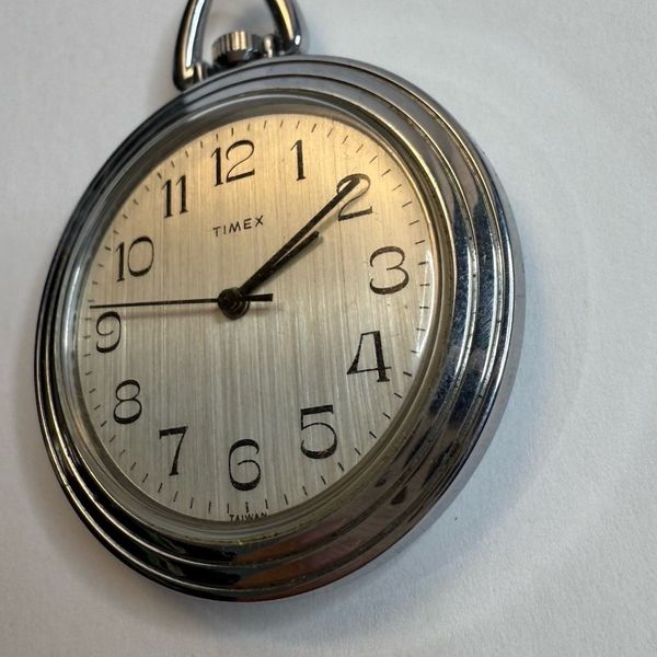 Vintage Timex Quartz Pocket Watch, Silver Tone, Works | WatchCharts ...