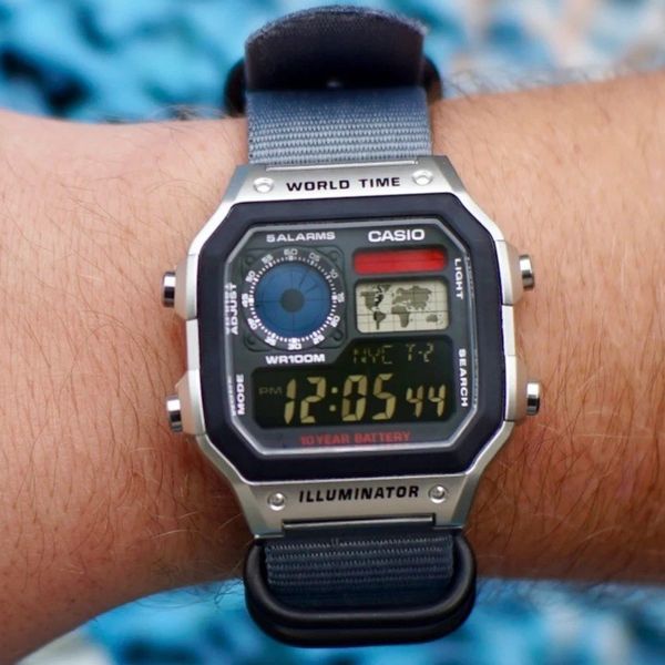 Casio AE1200 Custom Royale Pepsi Mod Negative LCD Graphite Nato World ...