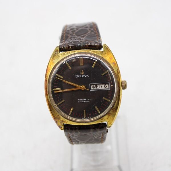 F Vintage Gents Bulova Gold Tone Automatic Running Wristwatch ...