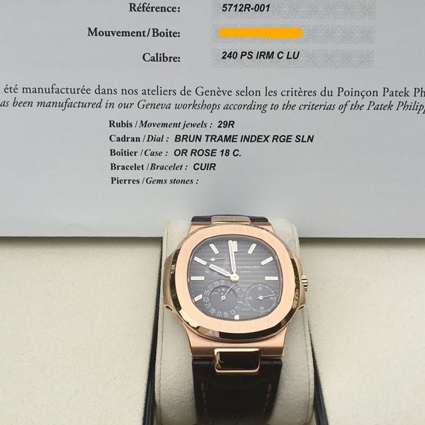 FS: Patek Philippe Nautilus Power Reserve Moon Phase 5712R-001 ...