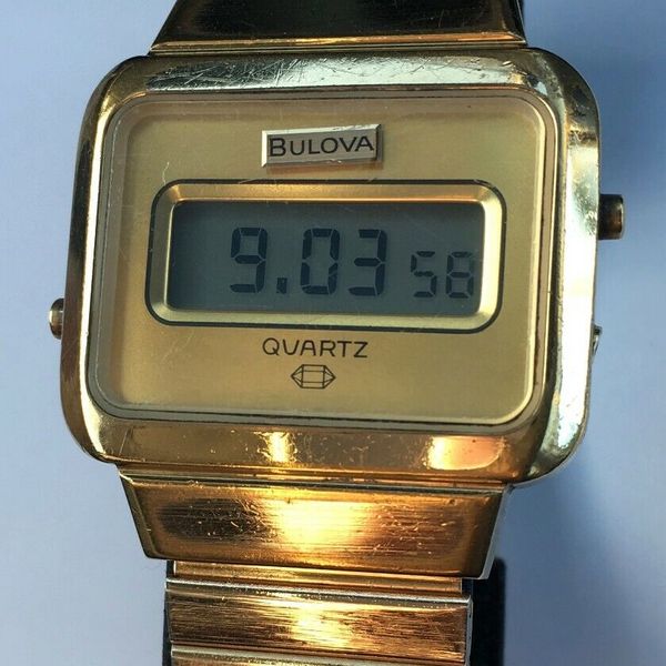 Vintage Bulova LCD Watch Swiss 3034.10 All Original Stainless Steel ...