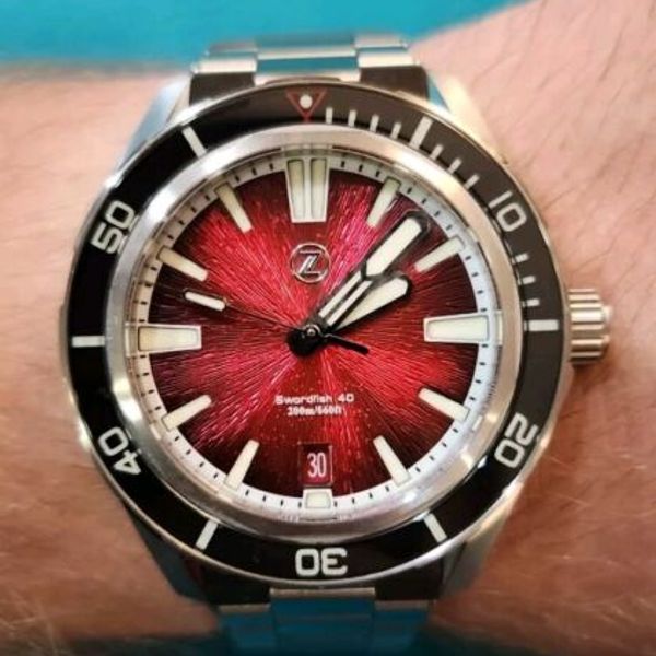 Zelos SWORDFISH 40mm Stainless Steel 'Crimson Red' | WatchCharts ...