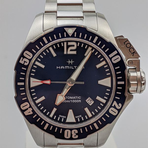 Hamilton Khaki Navy Frogman Automatic Blue Dial Steel Oyster *USE ...