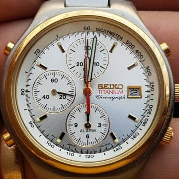 Gents Rare Seiko Chronograph Alarm Titanium Watch 7t32-7d00 | WatchCharts Marketplace