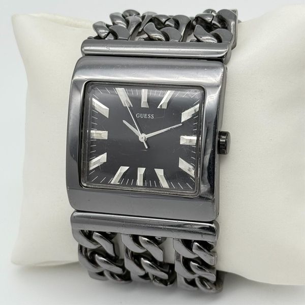 Unisex GUESS Black Dial Modern Quartz Watch, Chain Link Band, 40mm ...
